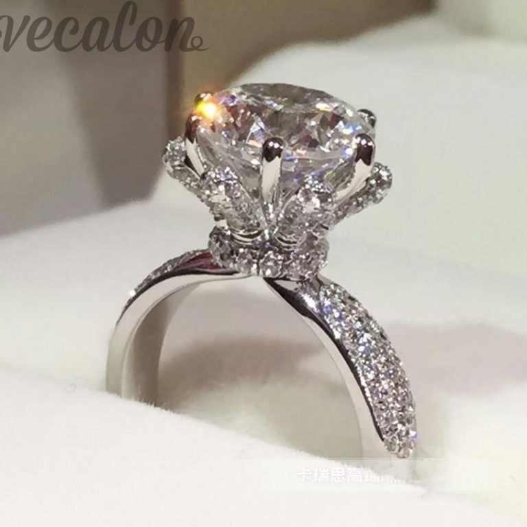 3Ct Cz Diamond 925 Sterling Silver Female Finger Ring - Fashion Design ...