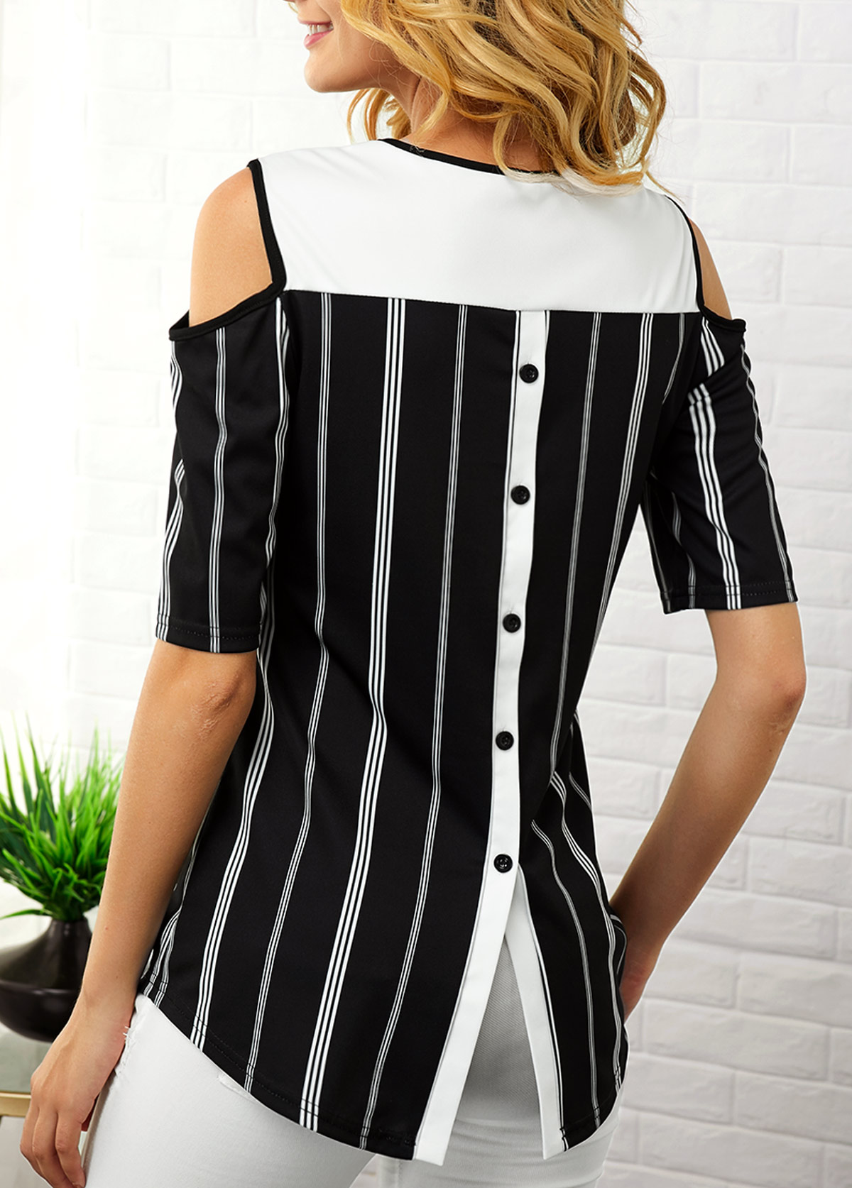 Stunning New Printed Cold Shoulder Back Button Blouse - Fashion Design ...